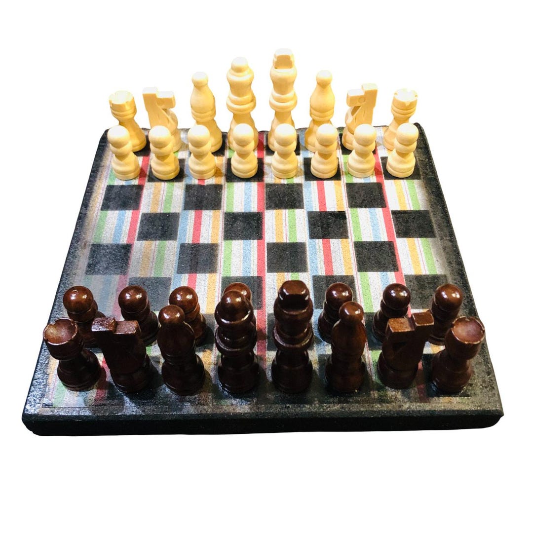 Scrapbook Chess Set - Colorful Lines - Etsy