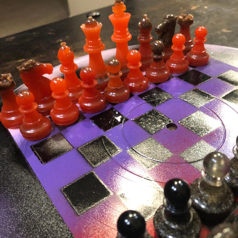 Vinyl Chess Set - Haunted Purple (resin Pieces) - Etsy