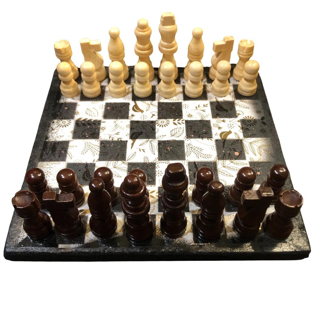 Scrapbook Chess Set - Gold Foil White - Etsy