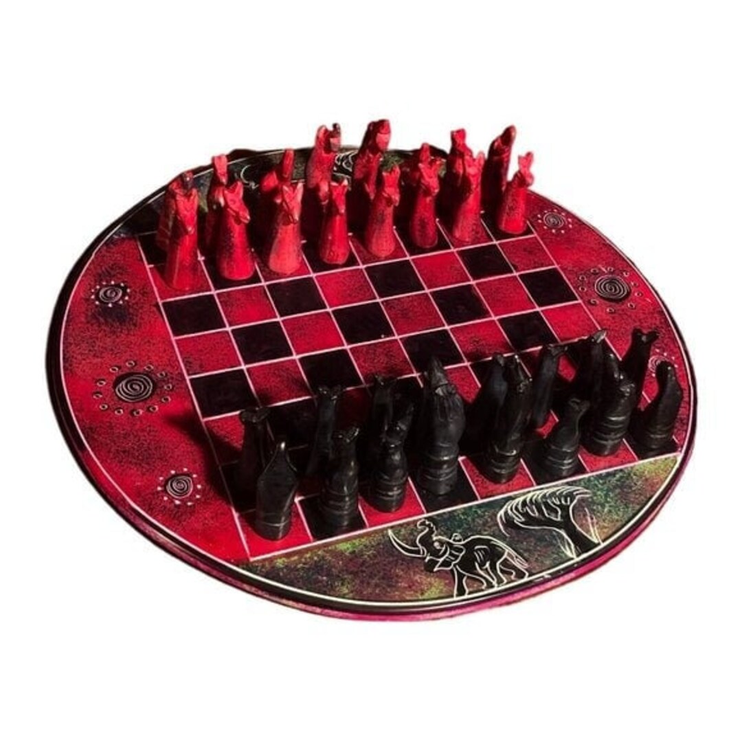 African Vintage Chess Set Kenyan Chess Board - Etsy