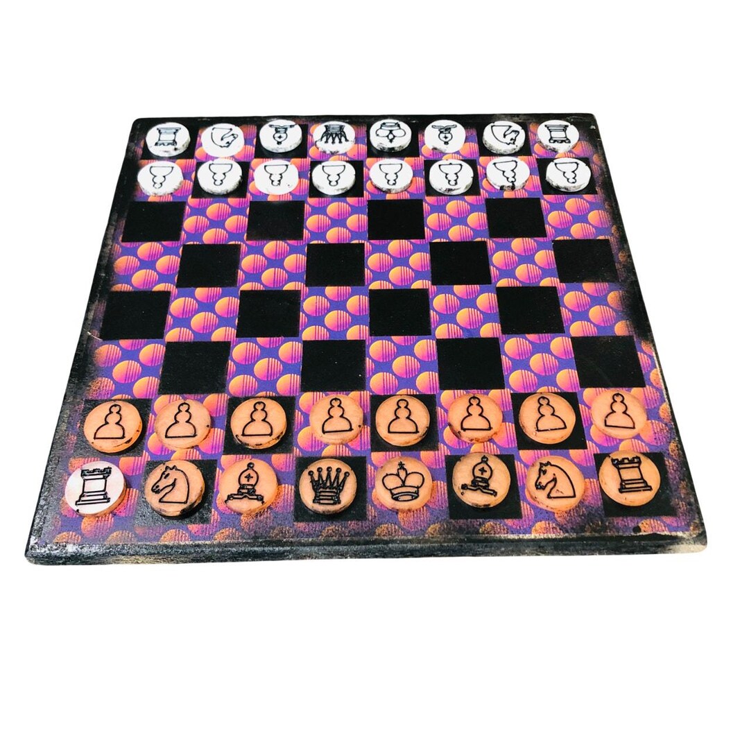 Scrapbook Chess Set - Orange Horizons - Etsy