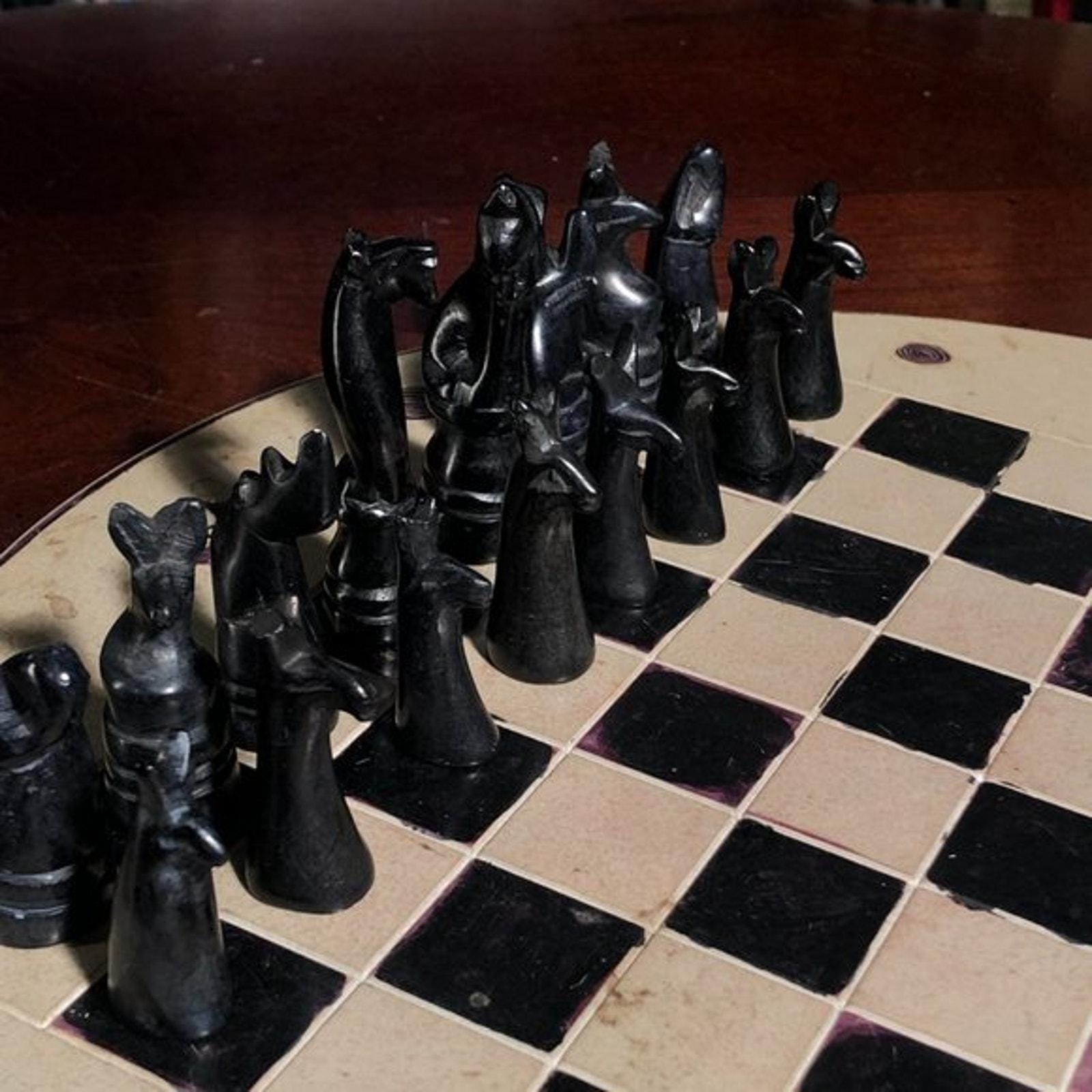 African Vintage Chess Set - Old Kenyan Chess Board - Etsy