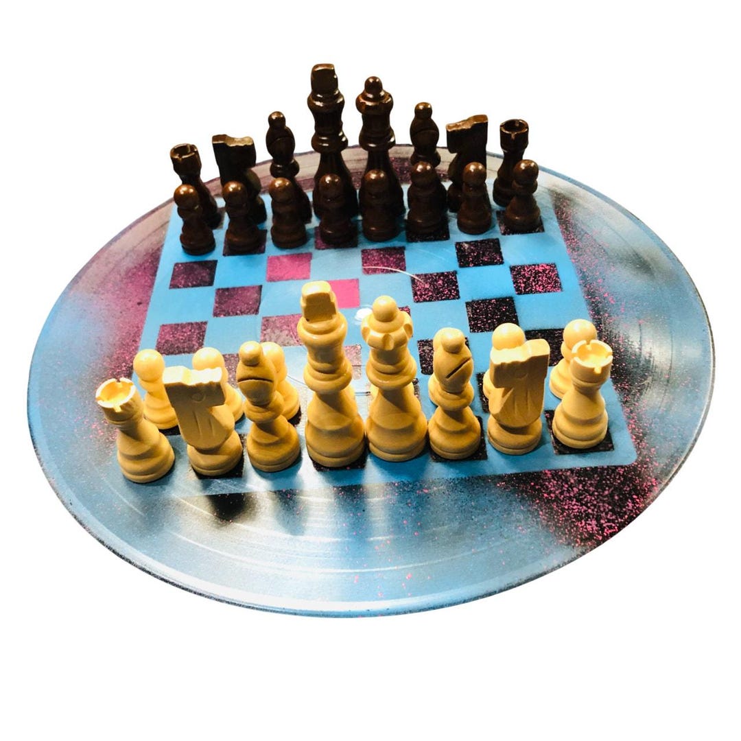 Vinyl Chess Set - Pink Blue Splash - Etsy