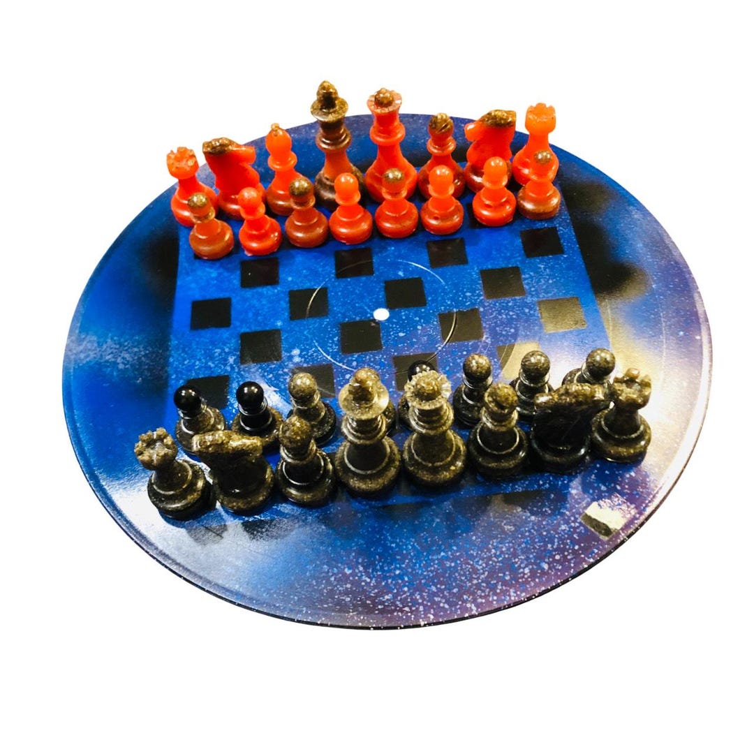 Vinyl Chess Set - Blue Fire (resin Pieces) - Etsy