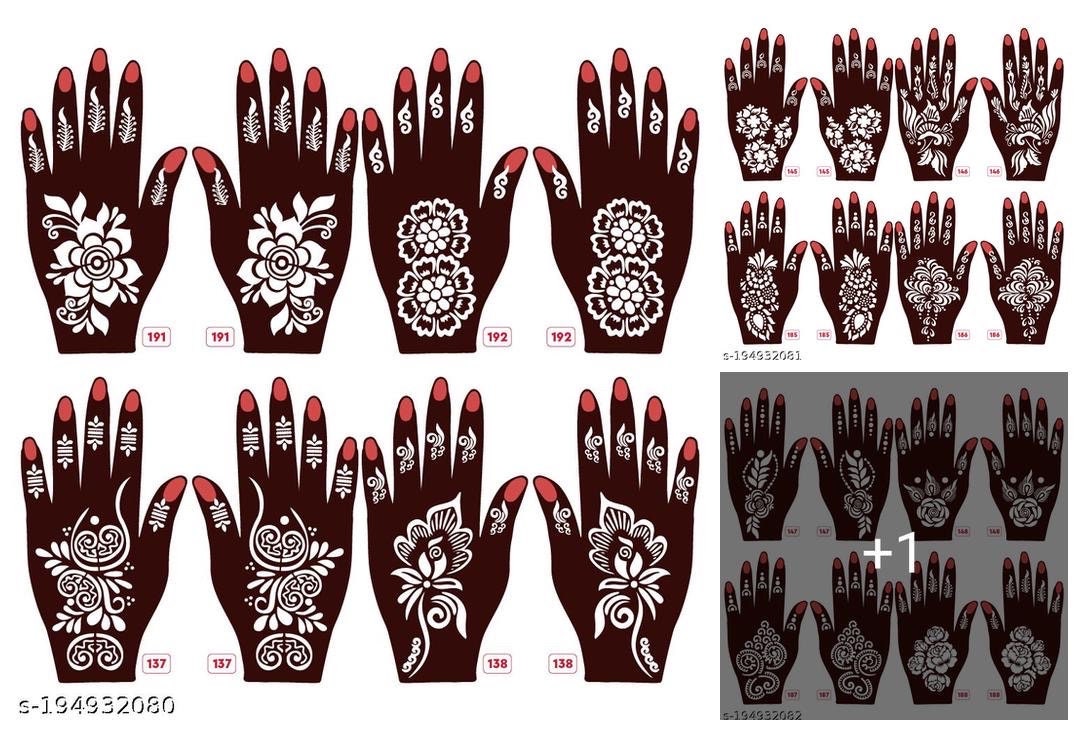 5 Sheets Mix Hand Tattoo Stencils Set Temporary Tattoo Temples Reusable ...