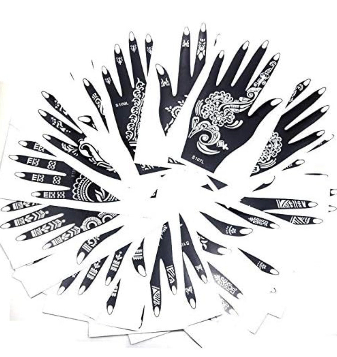 5 Sheets Mix Hand Tattoo Stencils Set Temporary Tattoo Temples Reusable ...