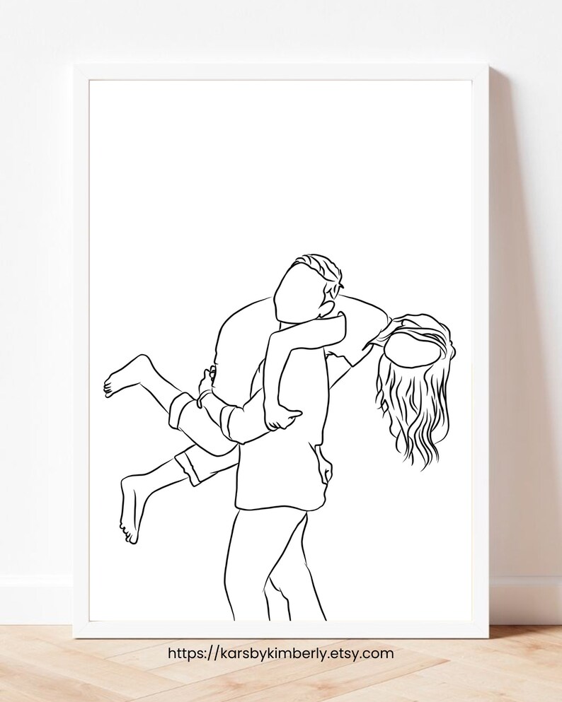 Couple Personalized One Line Artwork Drawing, Custom Portrait From ...