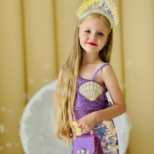 Princess Mermaid Costume for Girl, Dress, Crown, Bag, Headband ...