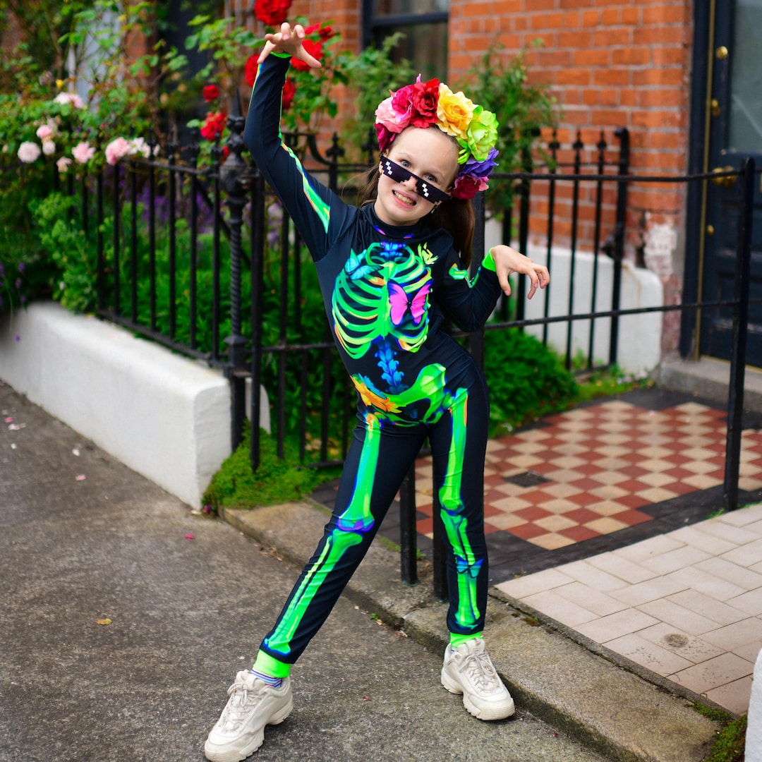 Glow-in-the-dark Skeleton Jumpsuit for Girls Unique Halloween Costume ...