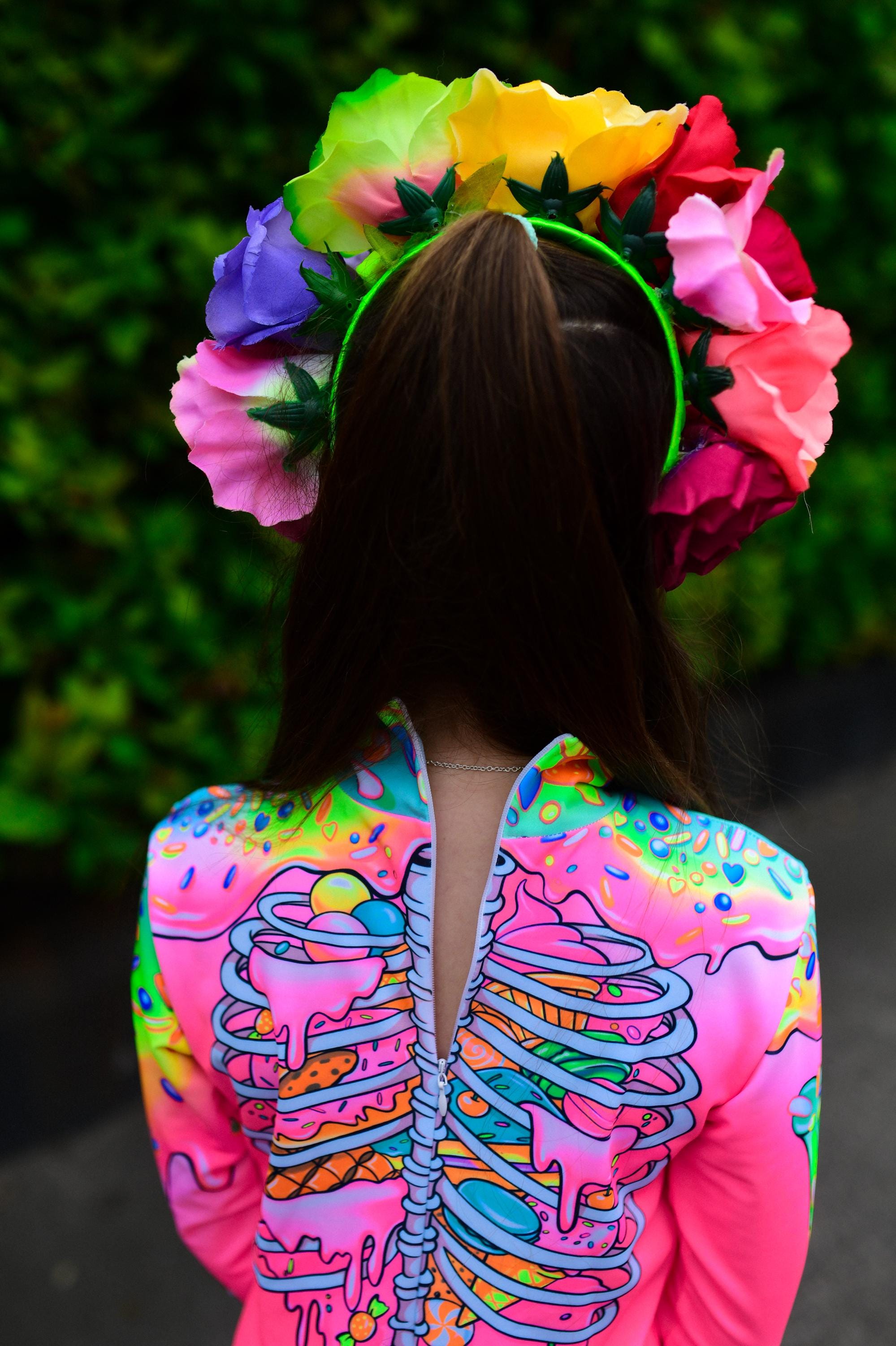Glow-in-the-dark Pink Skeleton Jumpsuit for Girls, Fluorescent ...
