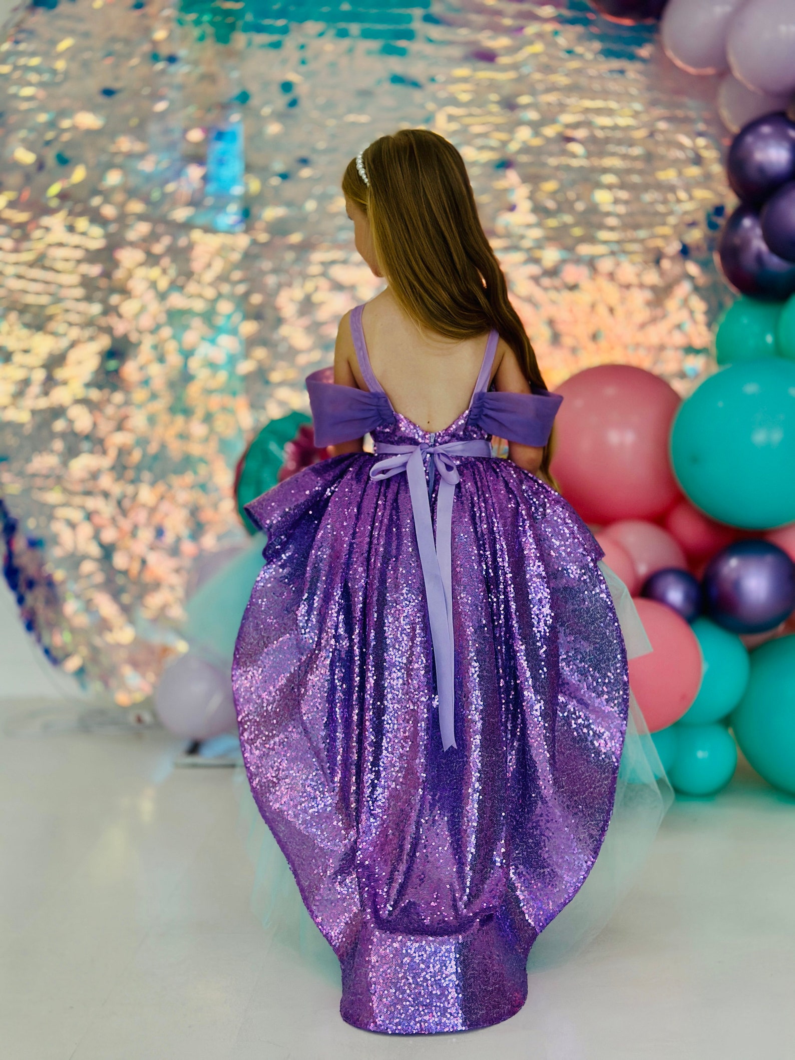 Mermaid Princess Sequin Dress With Train, Birthday Party and Dress-up ...