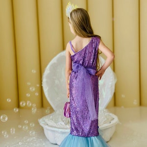 Princess Mermaid Costume for Girl, Dress, Crown, Bag, Headband ...