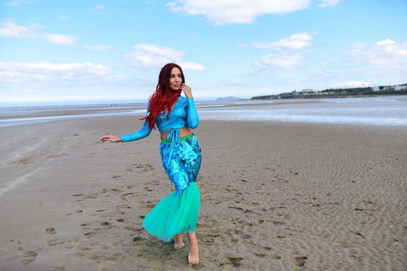 Turquoise Mermaid Tail Costume for Adult, Perfect for Halloween Cosplay ...