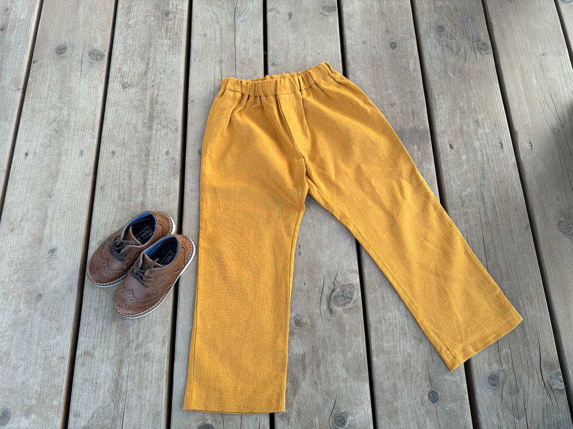 Page Boys' Mustard Linen Suit, Set of 3 for Wedding, Baptism ...