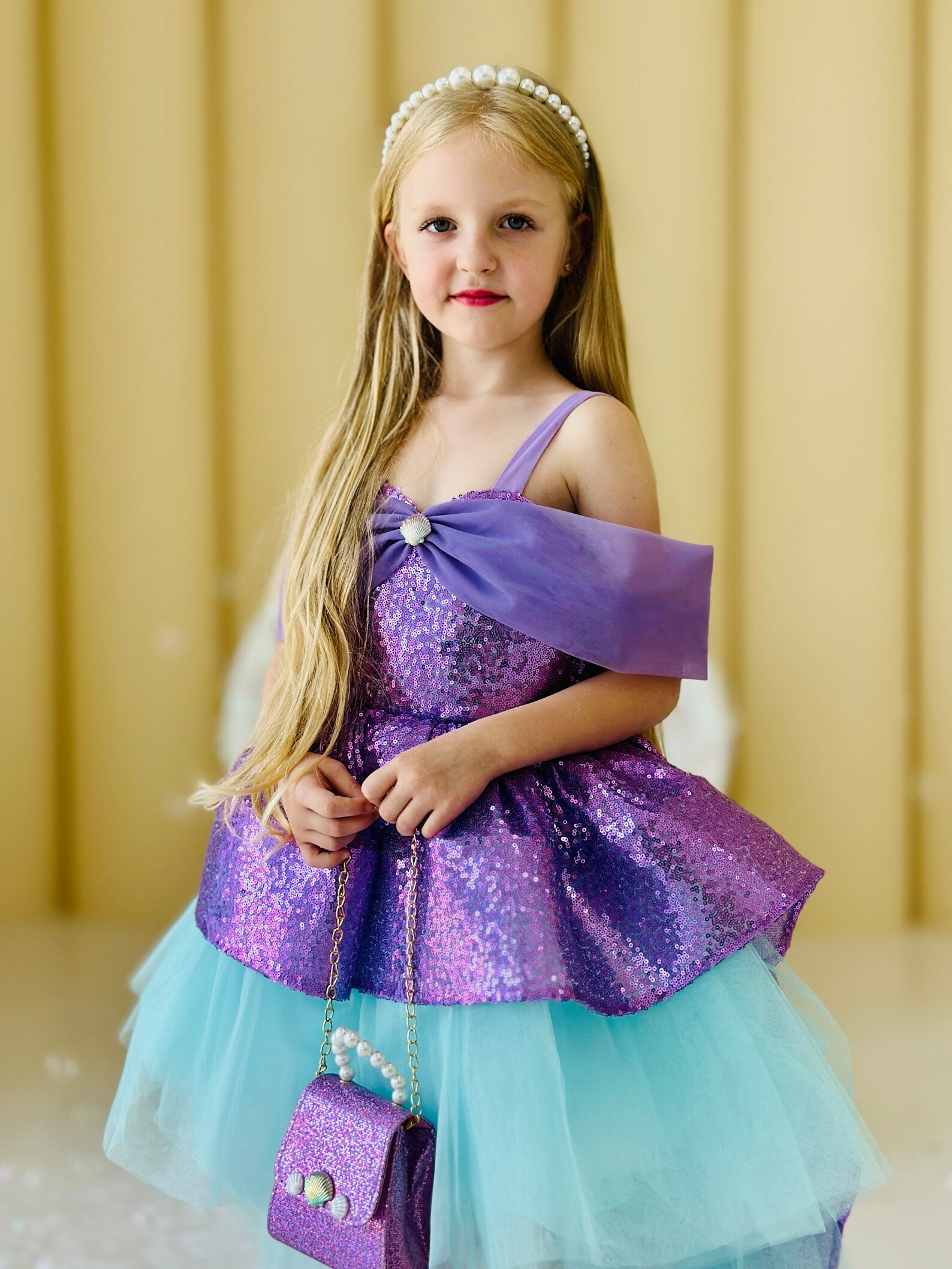 Mermaid Princess Sequin Dress With Train, Birthday Party and Dress-up ...