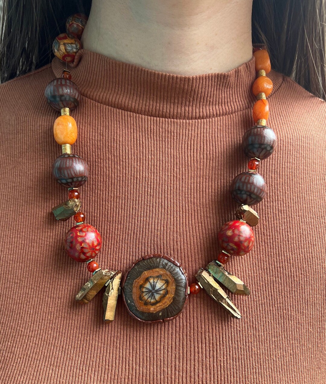 Unique Earth Colored Stunning Art Handmade Asymmetrical Statement ...