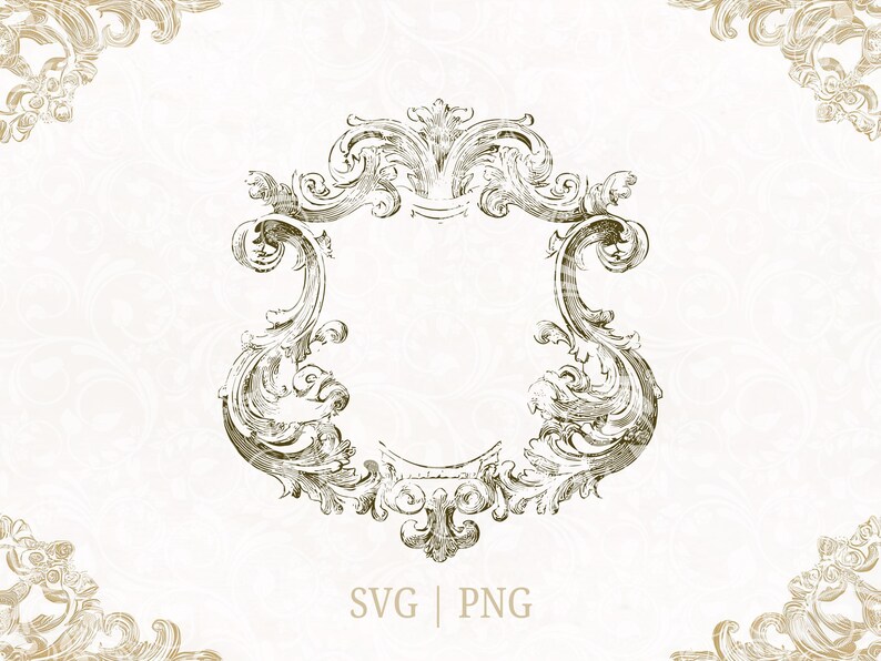 Elegant Baroque Badges SVG Ornate Frame Vector Digital Download Shield ...