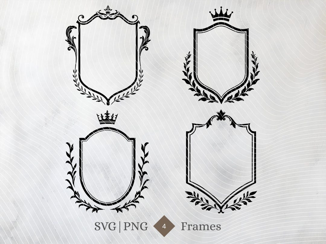 Vintage Shield Frame SVG Crown and Laurel Crest Borders for Quinceañera ...
