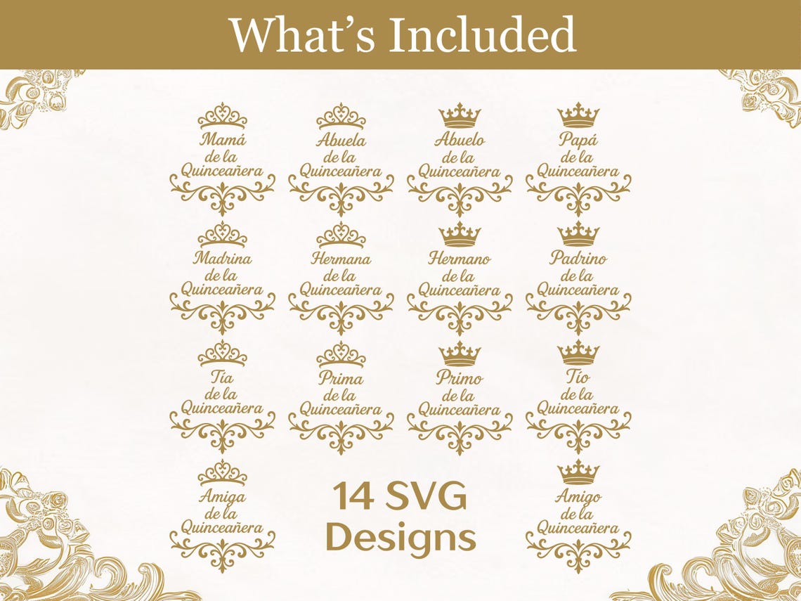 Elegant Family Names SVG Bundle Mis Quince Matching Spanish Fancy ...