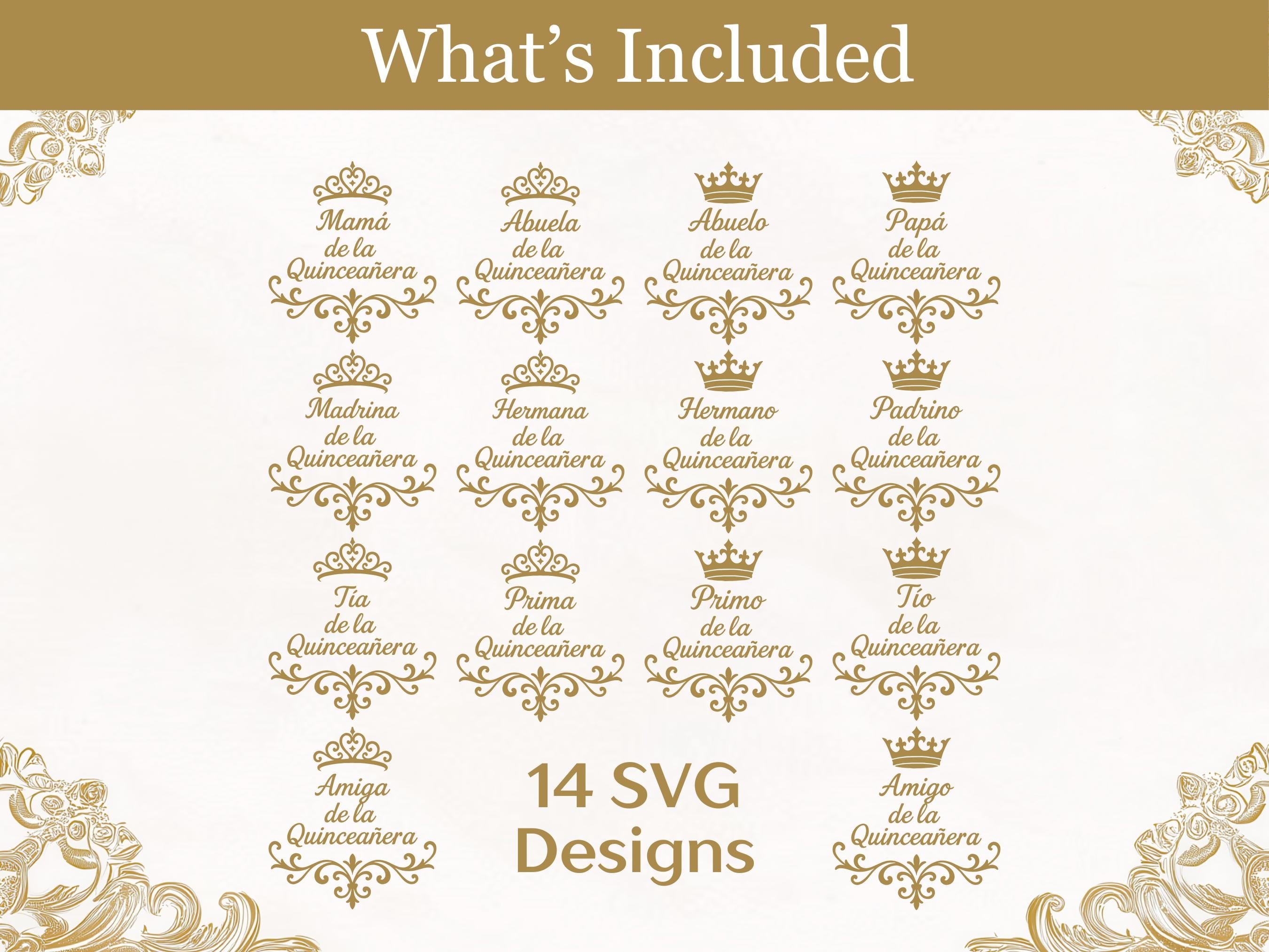 Elegant Family Names SVG Bundle Mis Quince Matching Spanish Fancy ...