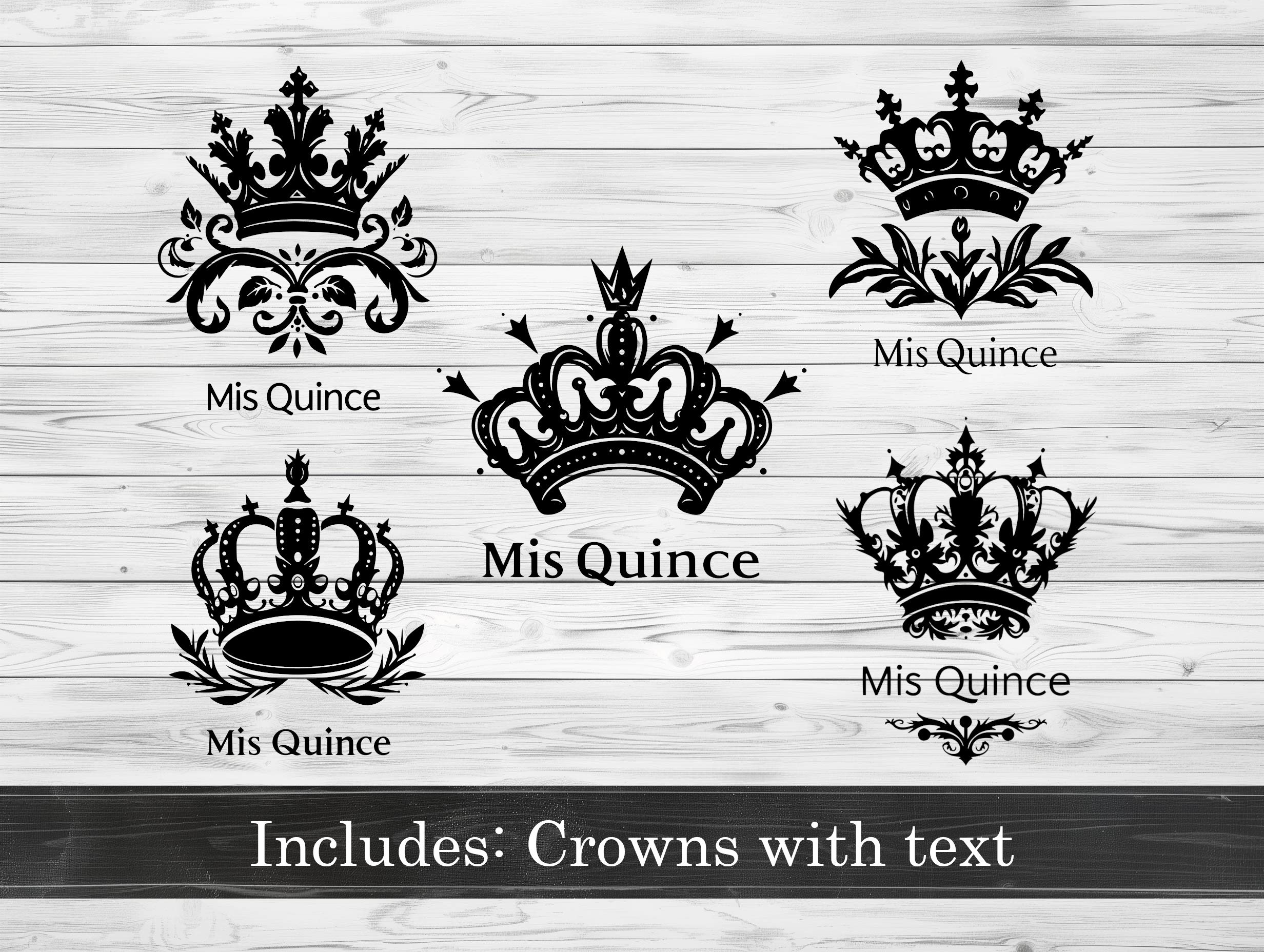 Mis Quince Svg Bundle, Png, Crown, Digital Download, Quinceañera Party ...