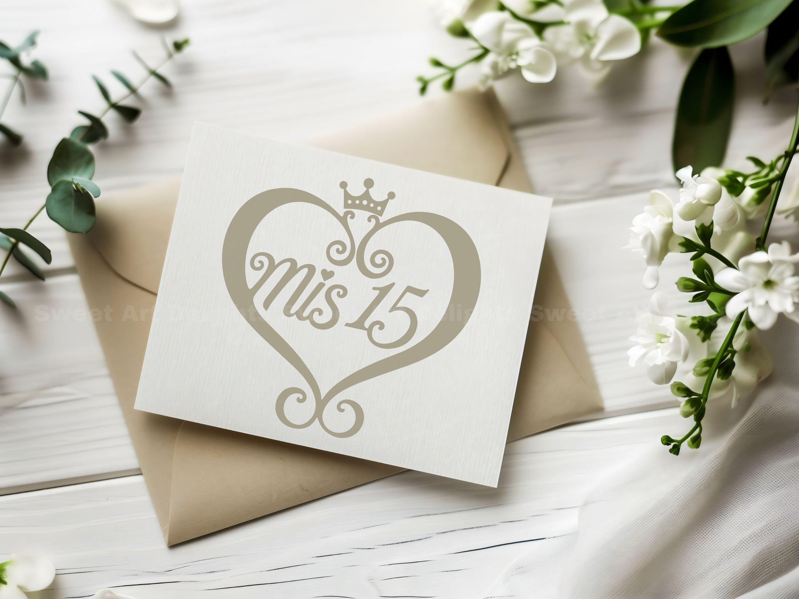 Mis 15 SVG, Quinceañera SVG, Mis 15 Clipart, Heart Crown SVG, Mis ...