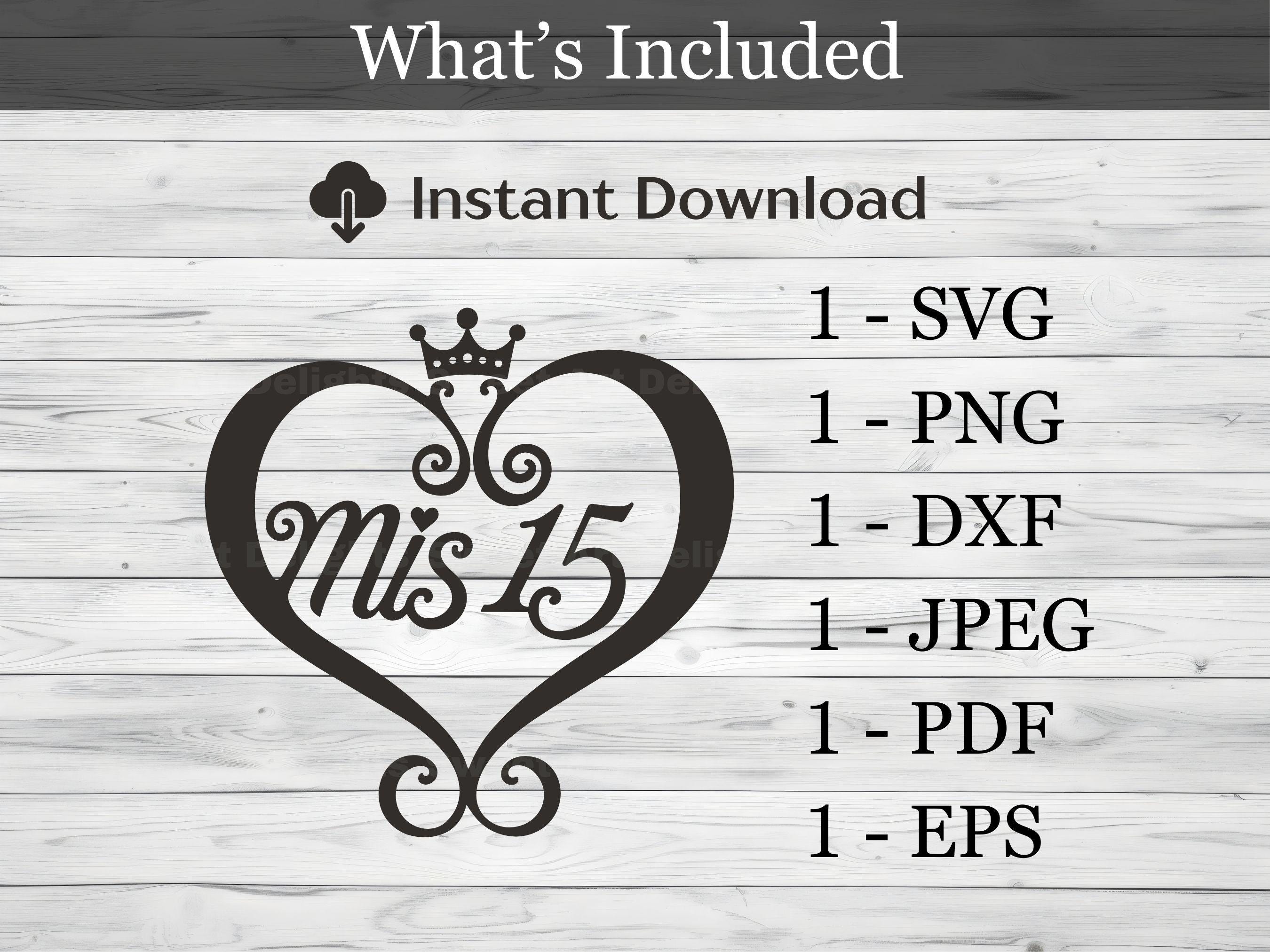 Mis 15 SVG, Quinceañera SVG, Mis 15 Clipart, Heart Crown SVG, Mis ...