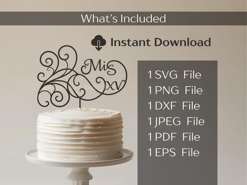 Mis Quince XV SVG Cake Topper | Quinceañera Digital Download | 15th ...