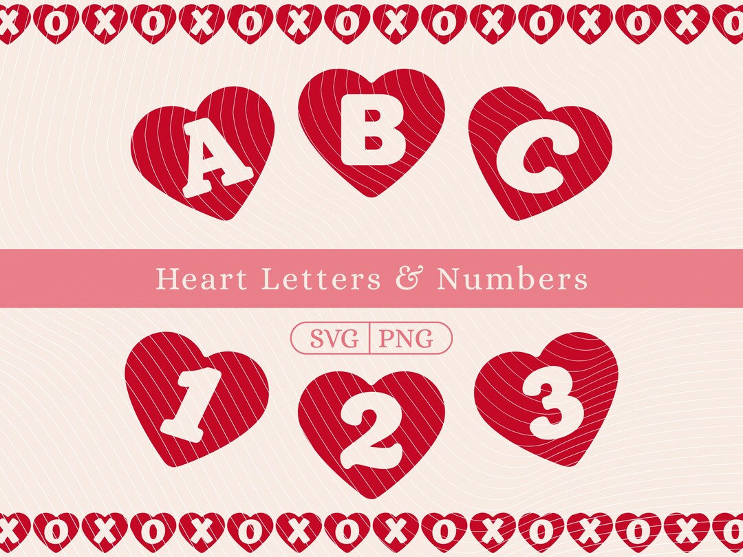 Heart Letter SVG Alphabet and Numbers Bundle | Retro Valentine Heart ...