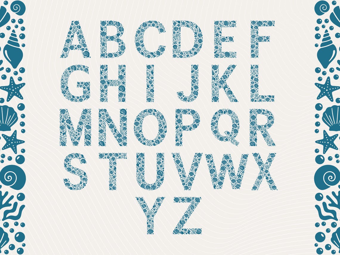 Sea Shell Alphabet and Numbers SVG Set | Ocean Letter Monogram Coastal ...