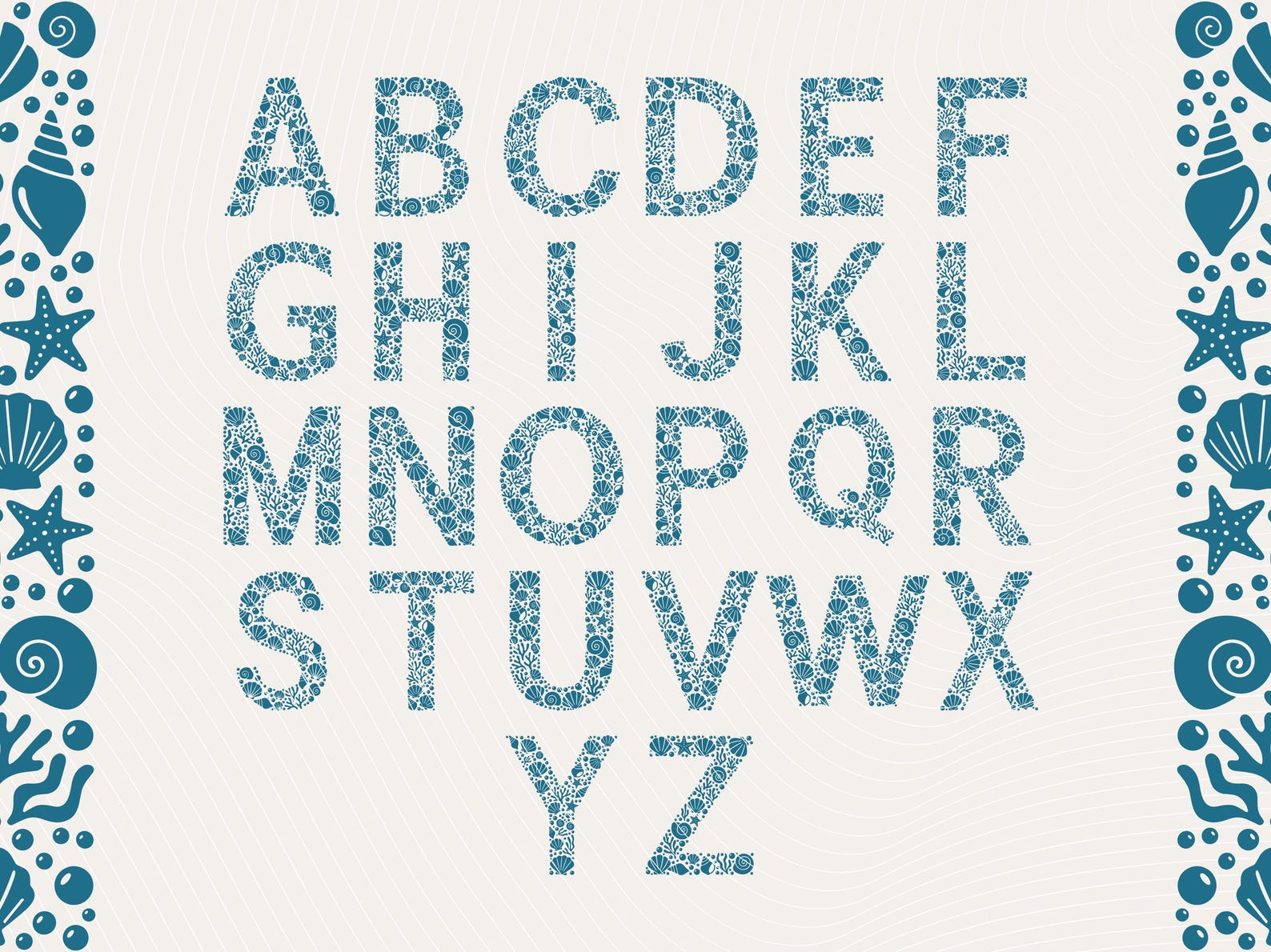 Sea Shell Alphabet and Numbers SVG Set | Ocean Letter Monogram Coastal ...