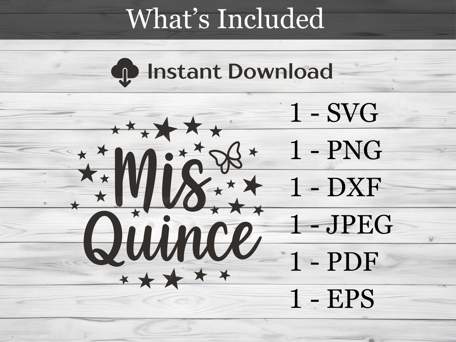 Mis Quince SVG PNG, Quinceanera Birthday Digital File, Butterfly Stars ...