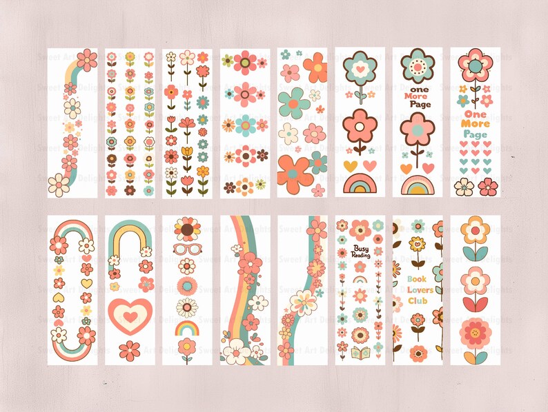 Retro Bookmark SVG Bundle, Printable Vintage Bookmark Designs, Digital ...