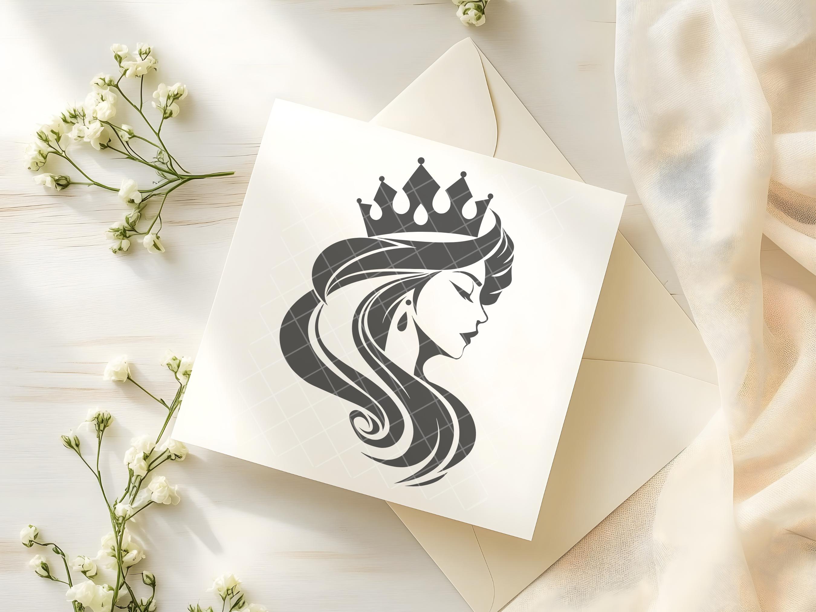 Princess Head SVG, Queen Silhouette Svg, Crown Woman Clipart, Queen SVG ...