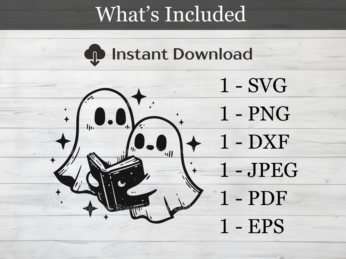 Cute Ghosts Reading Books SVG, Halloween Ghosts Clipart, Digital ...