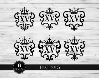 Mis Quince XV SVG Bundle Crown Quinceañera Digital Clipart Sweet 15 Svg ...
