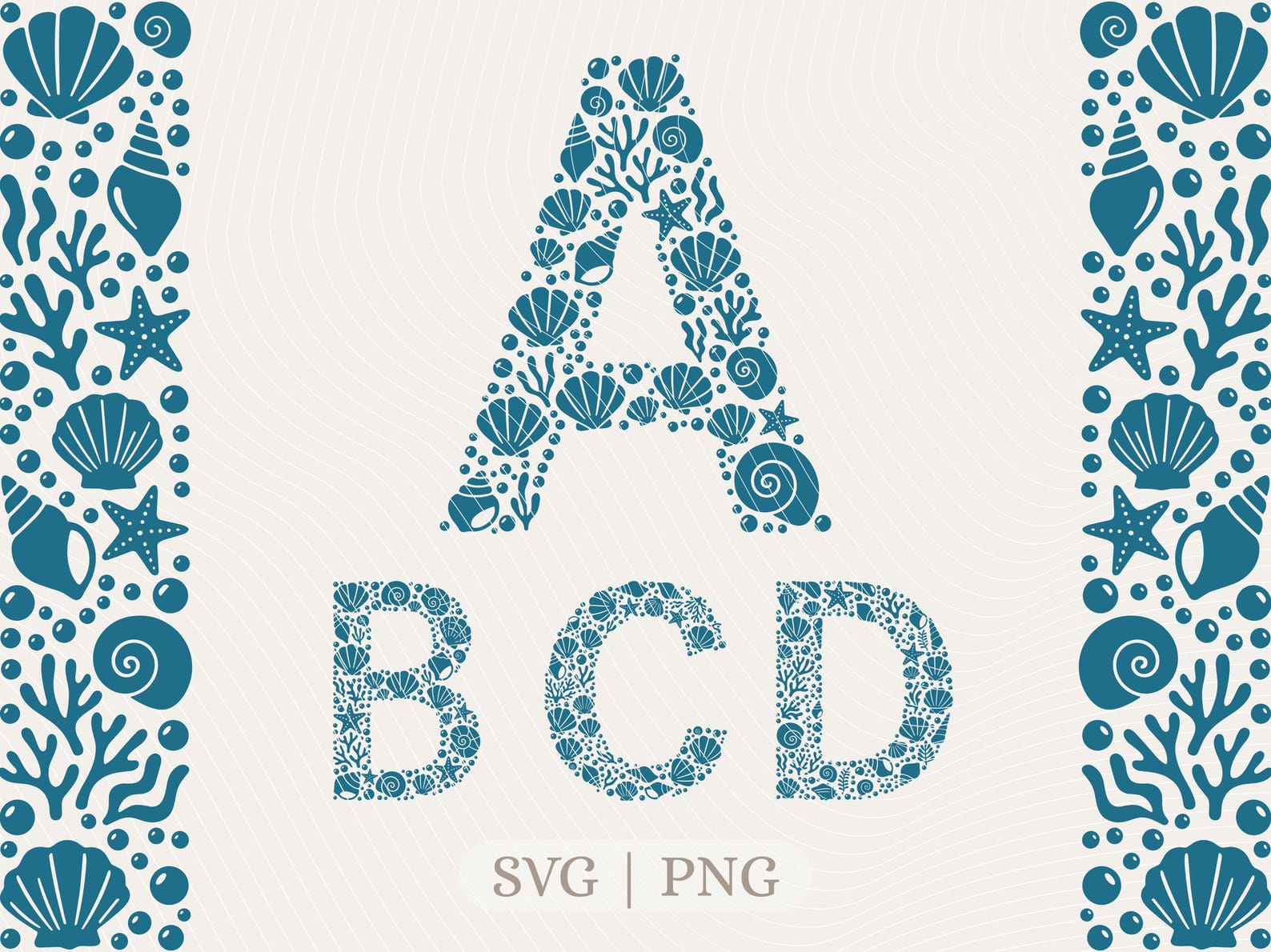 Sea Shell Alphabet and Numbers SVG Set | Ocean Letter Monogram Coastal ...