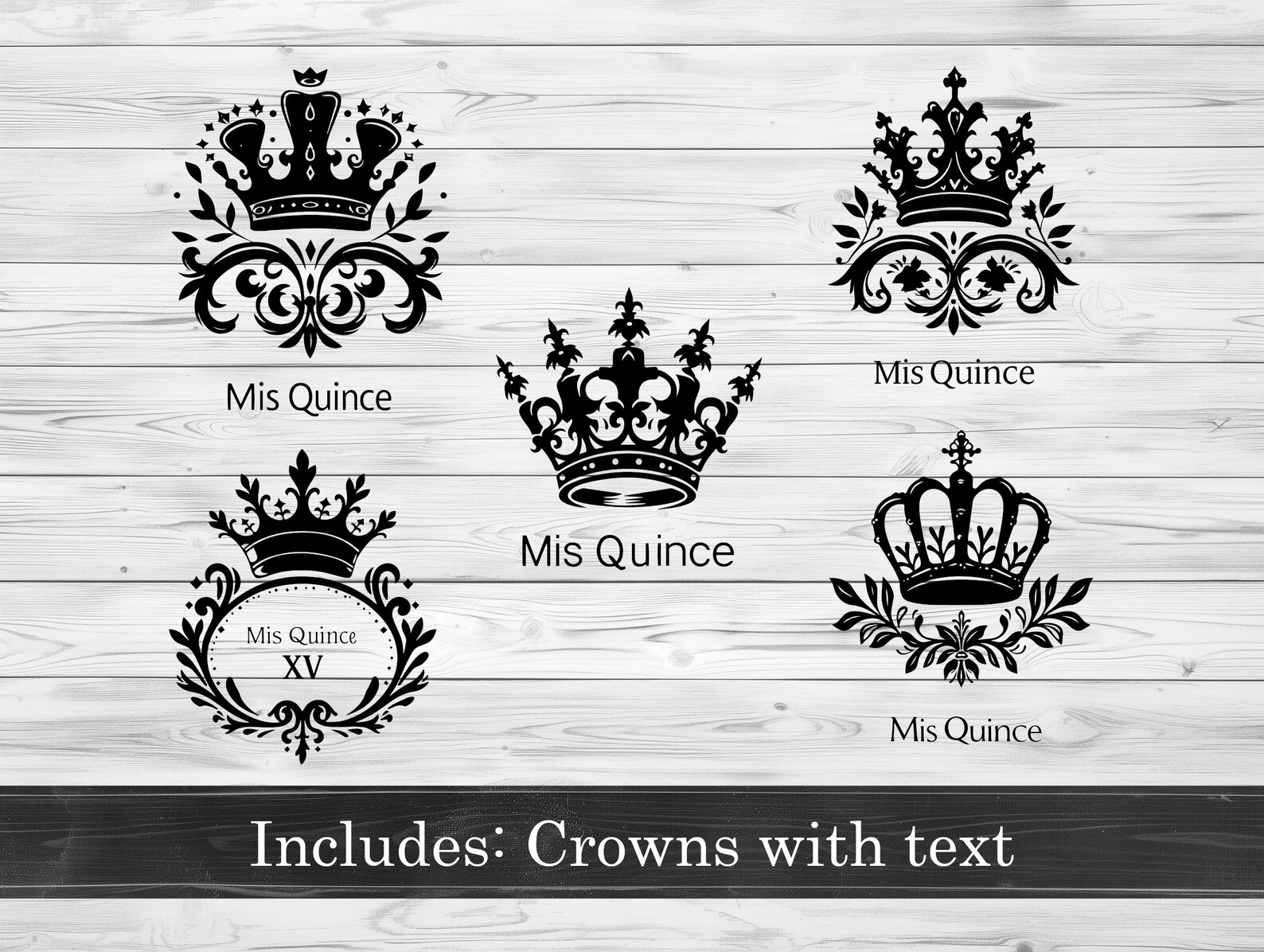 Mis Quince Svg Bundle, Png, Crown, Digital Download, Quinceañera Party ...