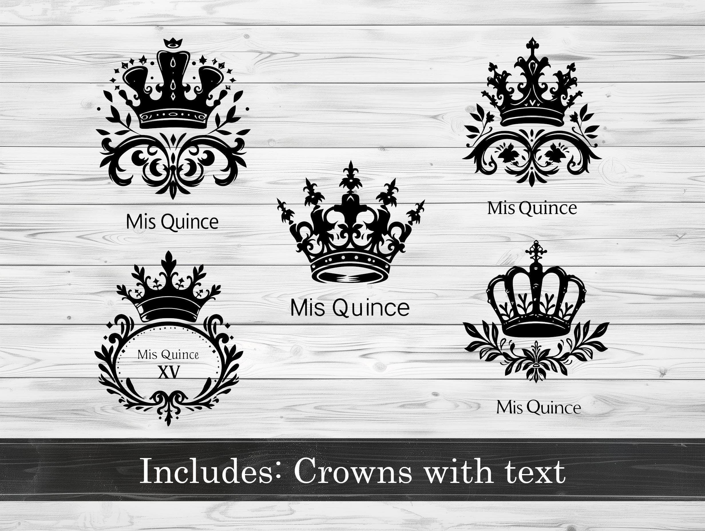 Mis Quince Svg Bundle, Png, Crown, Digital Download, Quinceañera Party ...