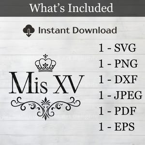 Mis XV SVG File, Quinceanera Digital Download, Sweet 15 Png, Birthday ...