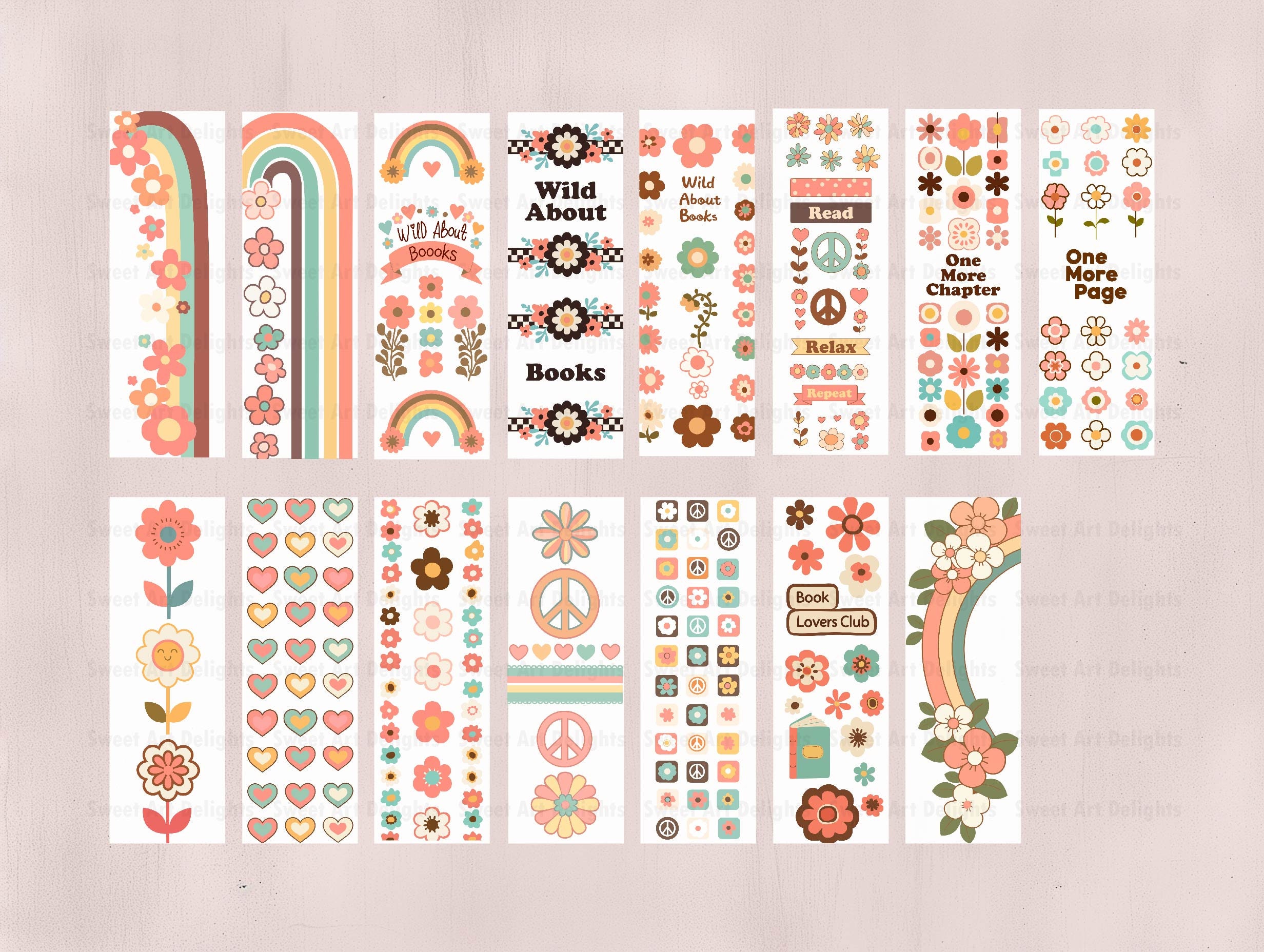 Retro Bookmark SVG Bundle, Printable Vintage Bookmark Designs, Digital ...