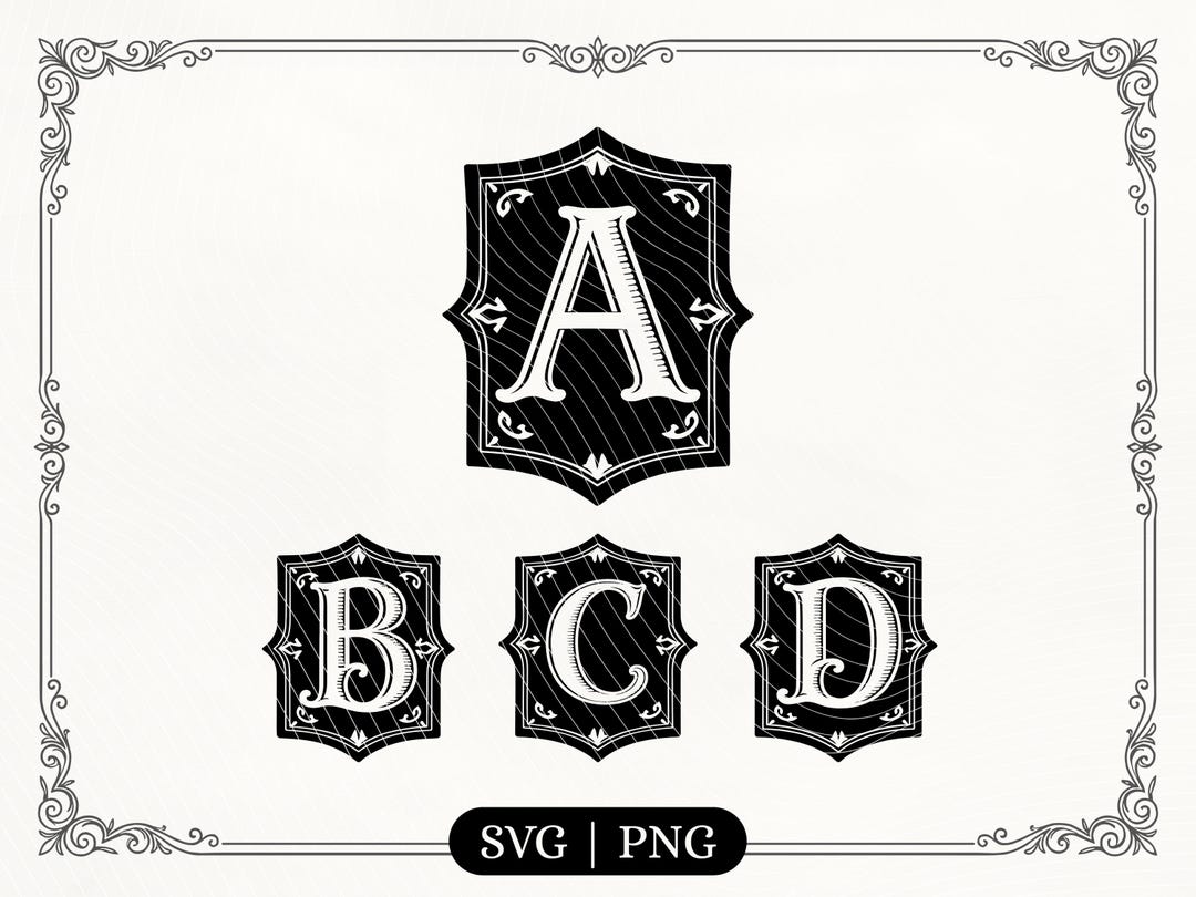 Ornate Monogram SVG Shield Emblem Alphabet SVG Bundle Ornamental ...
