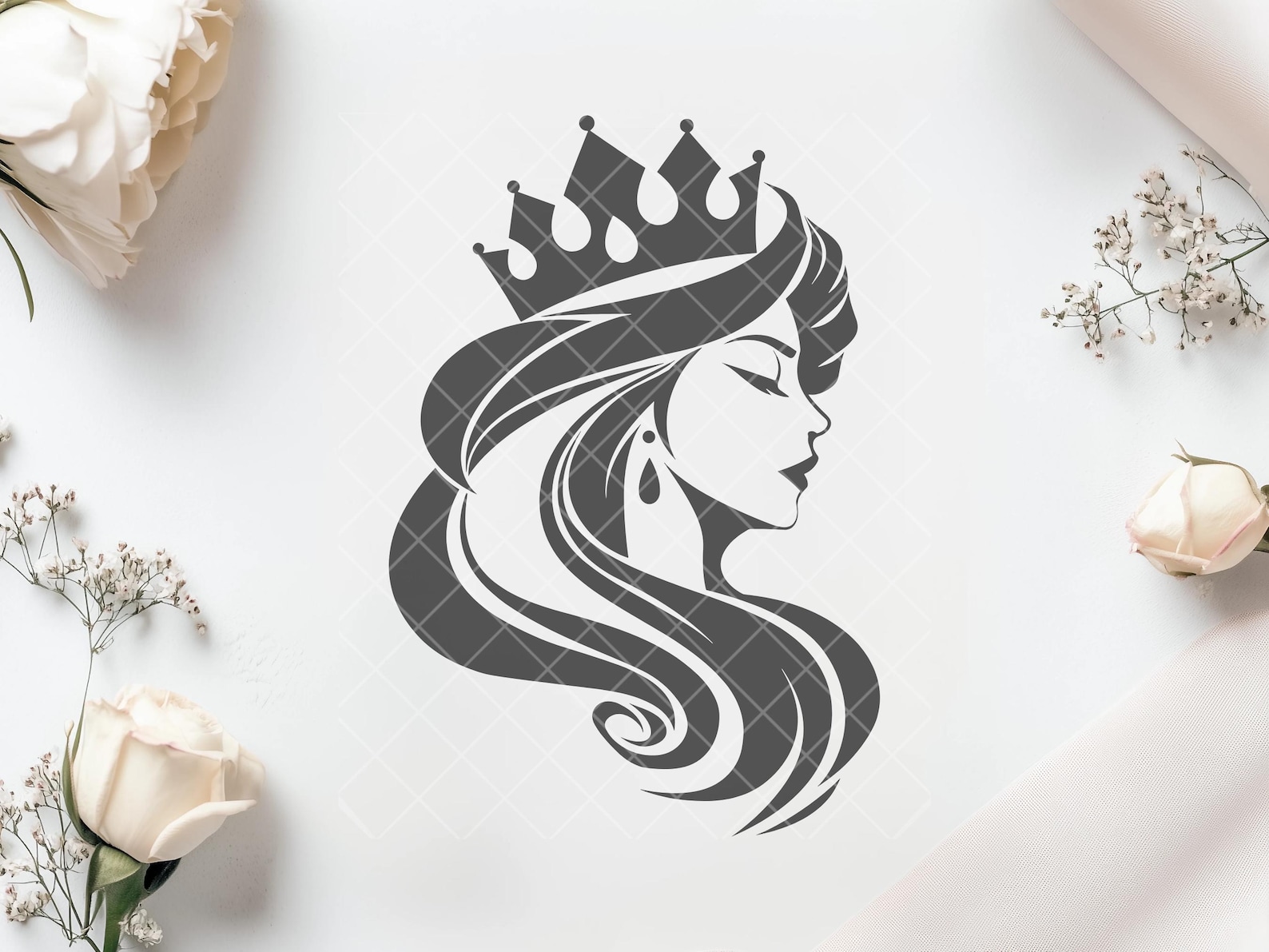 Princess Head SVG, Queen Silhouette Svg, Crown Woman Clipart, Queen SVG ...