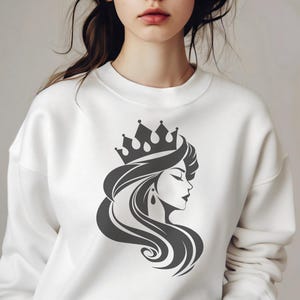 Princess Head SVG, Queen Silhouette Svg, Crown Woman Clipart, Queen SVG ...