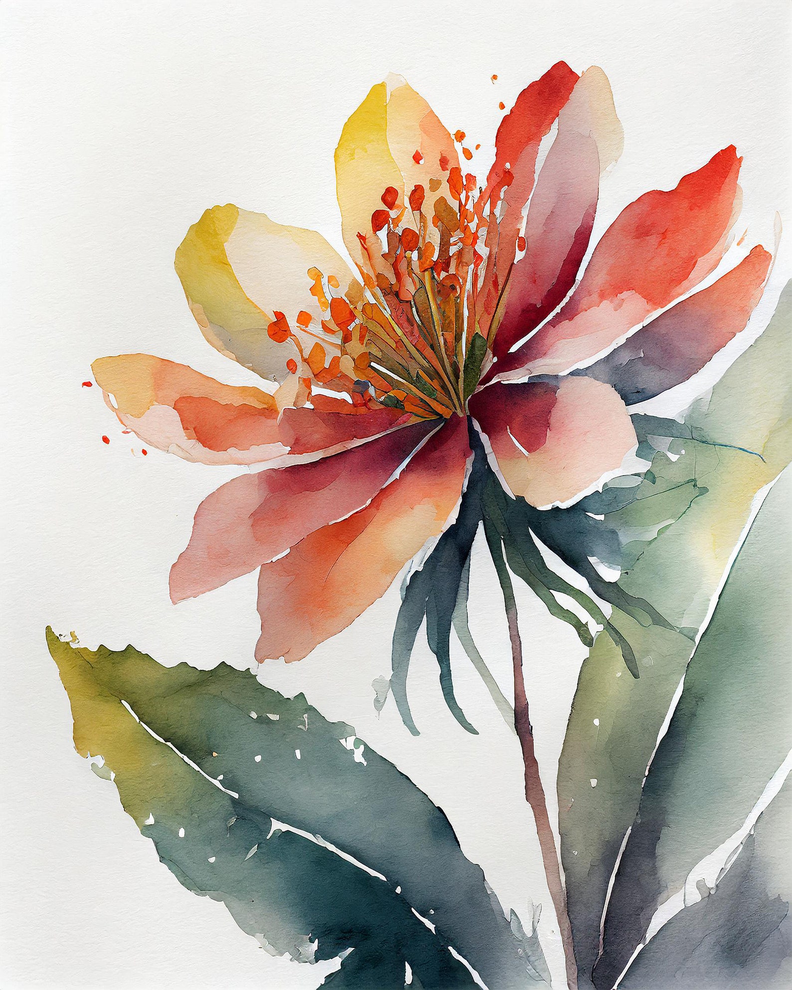 4 Gorgeous Watercolor Flowers, Wall Art, Instant Digital Download ...