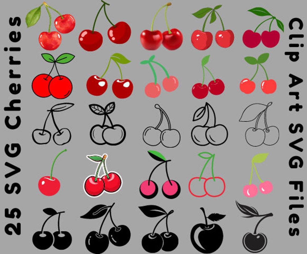New Cherry Svg/vector Files 25 Design Variety Pack Clip Art - Etsy