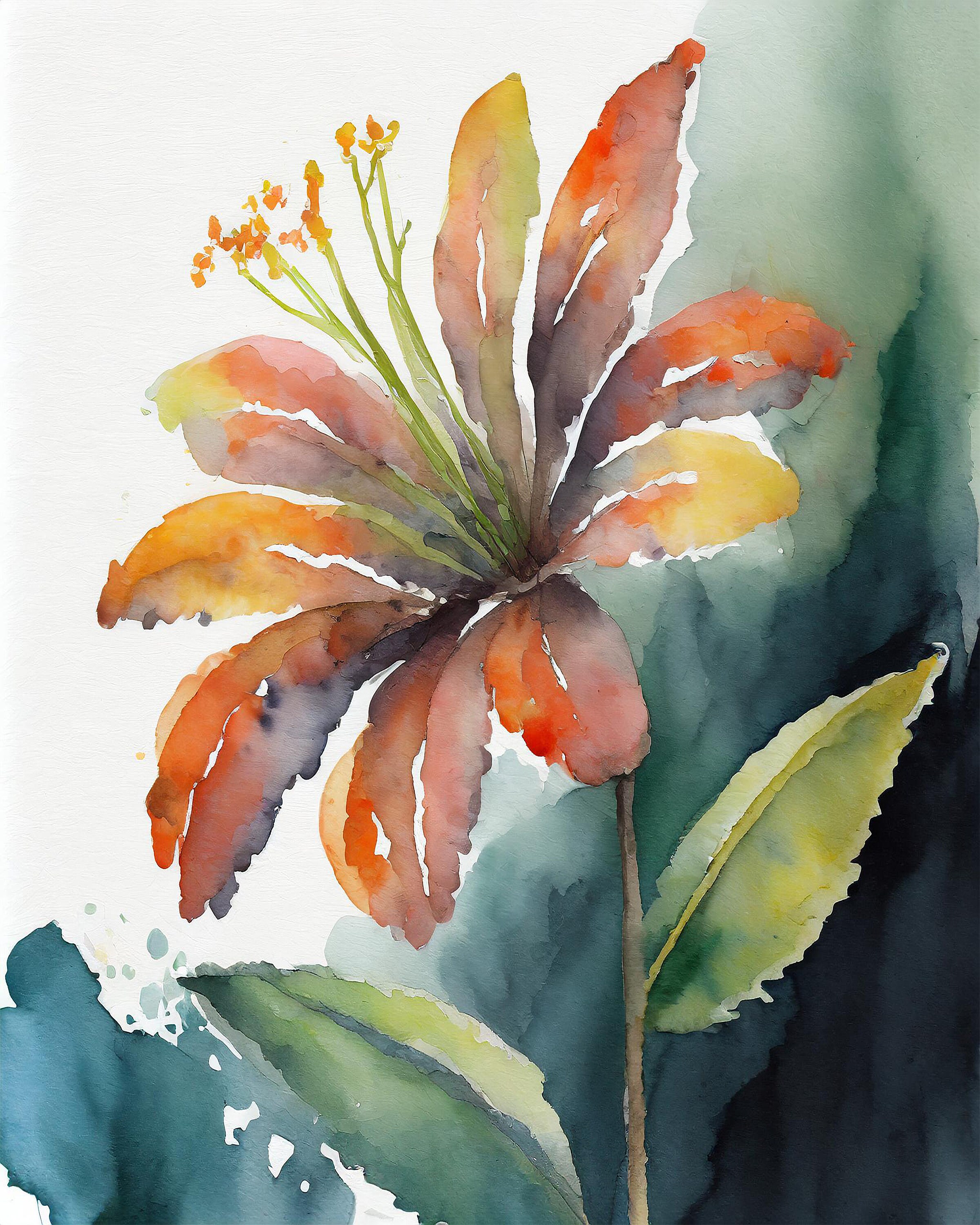 4 Gorgeous Watercolor Flowers, Wall Art, Instant Digital Download ...