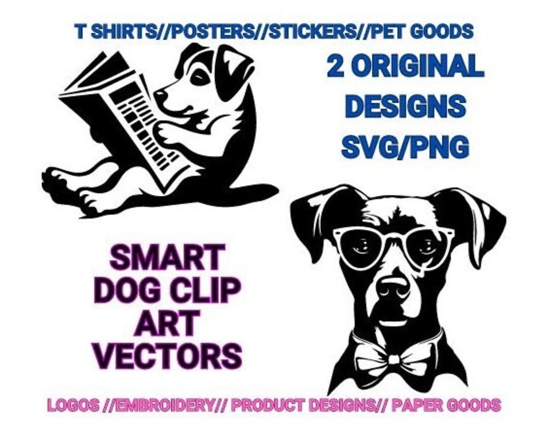Smart Dogs SVG/PNG Clip Art, Original Vector Images, Dog Vector Images ...