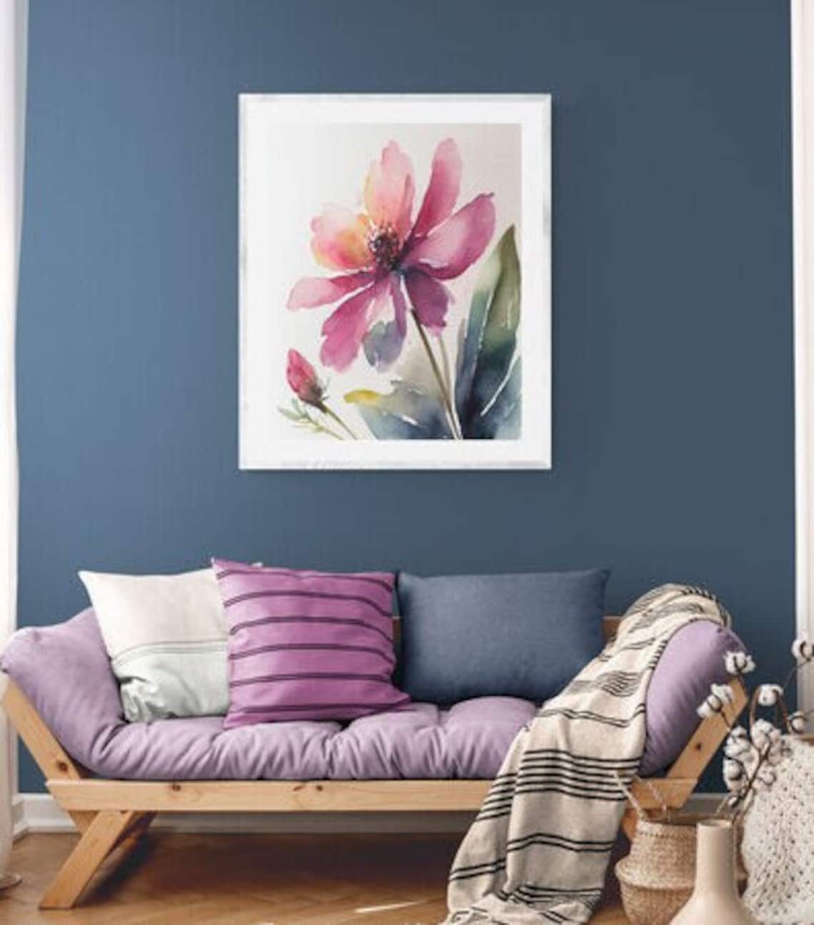 4 Gorgeous Watercolor Flowers, Wall Art, Instant Digital Download ...