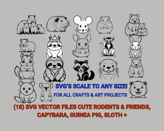 CUTE Rodent SVG Files, CAPYBARA & Friends Vector Files. Transparent ...